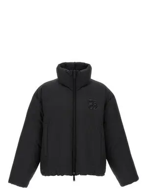 Dsquared2 Ball Nylon Down Puffer Jacket With High Neck And Silicone Logo - Black