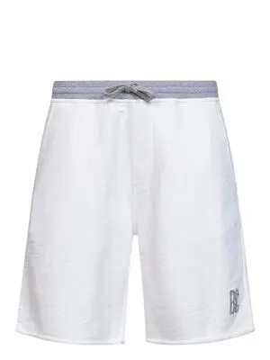 Brunello Cucinelli White Cotton And Linen Melange Fleece Bermuda Shorts - Multicolor