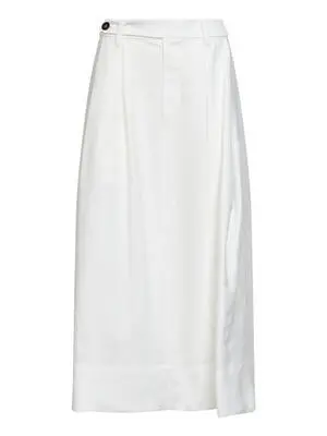 Brunello Cucinelli White Fluid Twill Sartorial Skirt With Monili - Multicolor