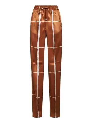 Kiton Printed Silk Drawstring Trousers - Multicolor