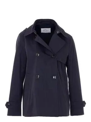 Herno Double-breasted Peacoat With Hood - Blue