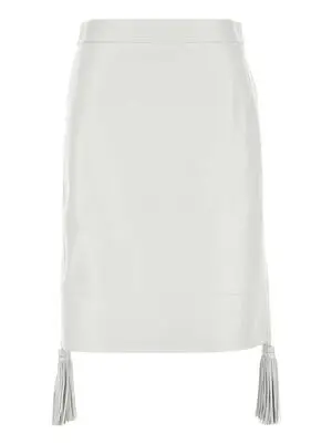 Bottega Veneta Lamb Leather Skirt With Fringe - White