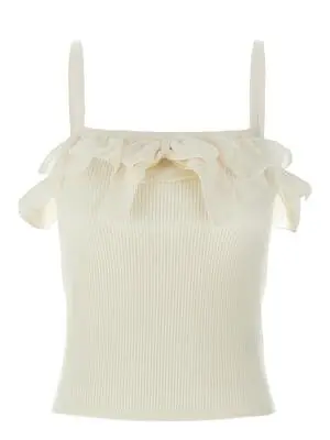 ALESSANDRA RICH ALESSANDRA RICH Ribbed Knit Top With Ruffle And Bow Detail