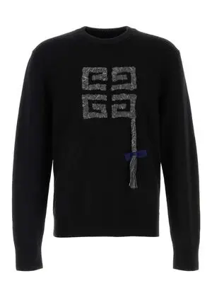 Givenchy Wool Sweater With Embellished Logo - Black