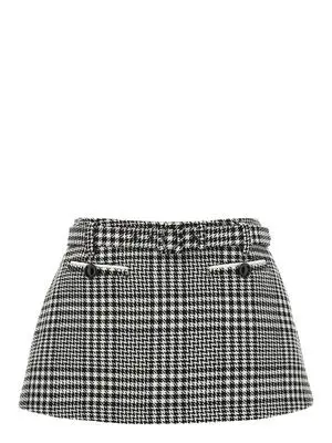 SELF-PORTRAIT Houndstooth Bouclé Wool Skort - Multicolor