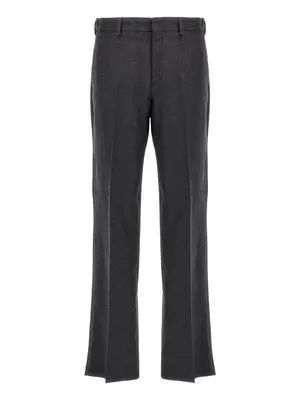 Fendi Cashmere Trousers With Pressed Pleat - Gray