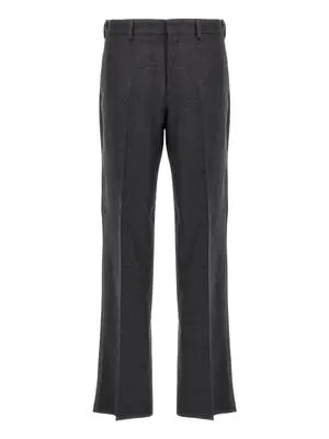 Fendi Fendi Cashmere Trousers With Pressed Pleat Gray