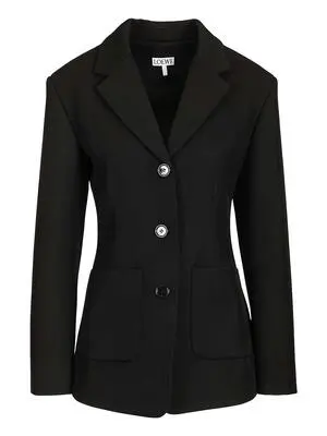 Loewe Single-breasted Wool Twill Jacket - Black