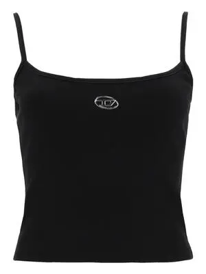 DIESEL® Slim Fit Ribbed Stretch Cropped Top - Black