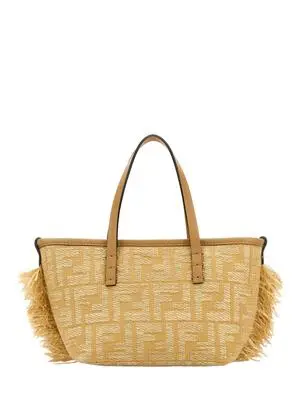 Fendi Embroidered Raffia Mini Roll Handbag - Multicolor