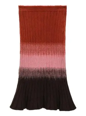 Fendi Mohair And Wool Blend Midi Skirt - Brown