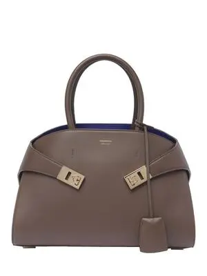 FERRAGAMO Medium Color Block Leather Handbag - Cream