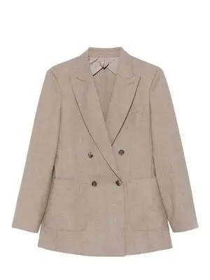 Max Mara Double-breasted Blazer With Patch Pockets - Cream