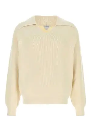 Bottega Veneta Cream Ribbed Knit Sweater - Yellow