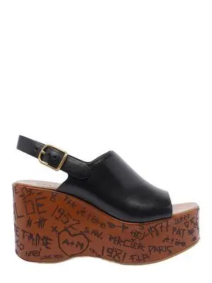 Chloé Maxime Wedge Sandals - Black