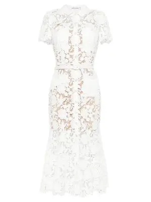 SELF-PORTRAIT Lace Collared Midi Dress - Multicolor
