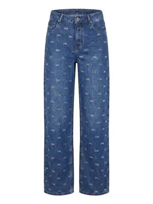 SELF-PORTRAIT Lightweight Bow Embellished Jeans - Multicolor