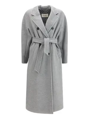 Max Mara Madame Wool Cashmere Double Breasted Coat - Gray