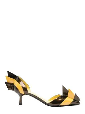 PRADA Prada Pointed Toe Striped Low Heel Pumps
