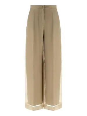 Max Mara Silk Organza Wide Leg Pants - Cream