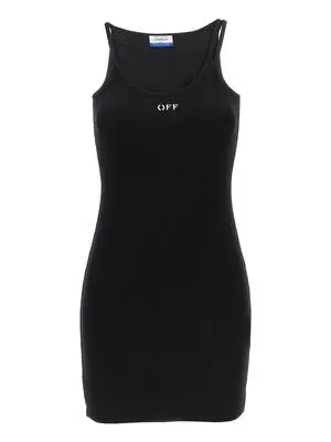 Off-White OFF-WHITE "OFF STAMP" RIBBED STRETCH COTTON DRESS Black