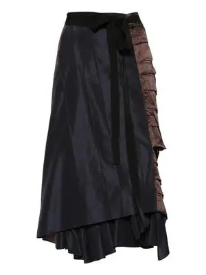 Prada Silk Skirt With Patchwork Construction And Ruffle Details - Multicolor