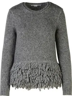 Stella McCartney Grey Alpaca Blend Sweater With Fringe Detail - Gray