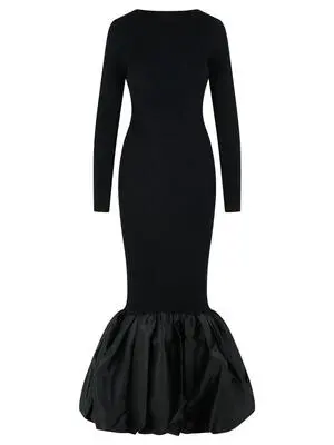 ROTATE BY BIRGER CHRISTENSEN Long Dress With Voluminous Hem - Black