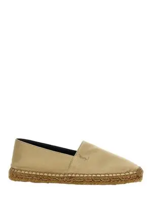 Saint Laurent Logo Embroidery Espadrilles - Cream