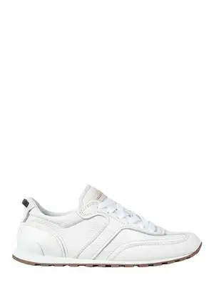 Brunello Cucinelli White Leather Logo Lace-up Sneakers - Multicolor