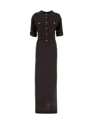 TOM FORD Viscose And Silk Blend Maxi Dress With Belt - Multicolor