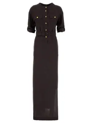 TOM FORD Viscose And Silk Blend Maxi Dress With Belt - Multicolor