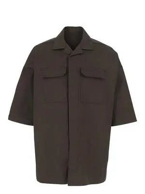 Rick Owens Magnum Bowling Shirt With Cuban Collar And Wide Short Sleeves In Brown For - Multicolor