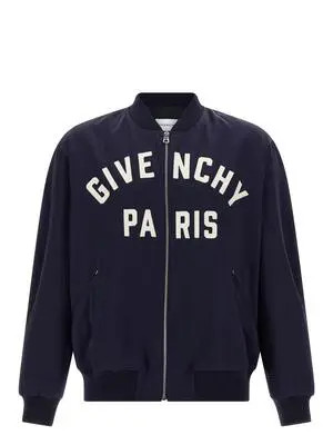Givenchy Logo Patch Bomber Jacket - Blue