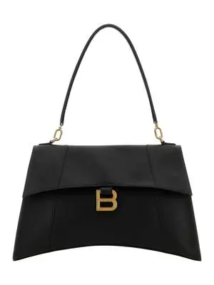 Balenciaga Leather Hourglass Shoulder Bag - Black