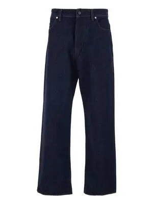 Stone Island Straight Leg Denim Jeans With Logo Patch - Multicolor