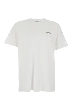 Off-White Cotton Crew Neck T-shirt With Front And Back Logo For - Multicolor