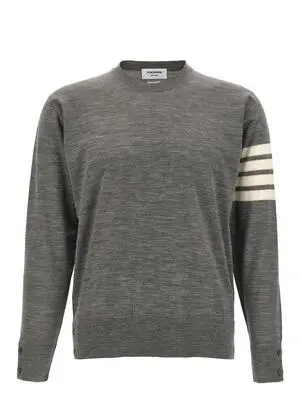 Thom Browne Thom Browne 4 Bar Wool Crewneck Sweater Gray