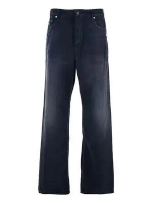 Balenciaga Wide-leg Faded Effect Denim Jeans With Logo Patch - Multicolor