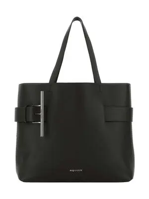 Alexander McQueen Leather T-bar Shopping Bag - Black