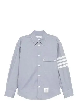 Thom Browne Thom Browne Men Flannel 4-Bar Shirt Blue