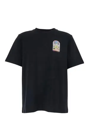 Casablanca Black T-shirt With Logo Detail On The Front And Maxi Logo On The Back In Cotton - Multicolor