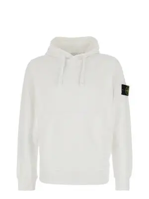 Stone Island Hoodie With Drawstring And Logo Patch - White