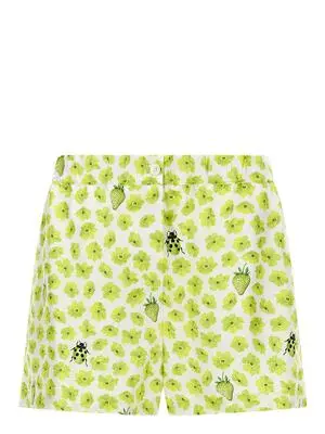 Versace Strawberry Garden' Print Silk Pajama Shorts - Multicolor