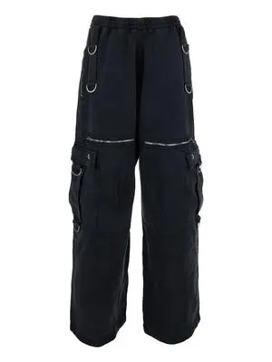 BALENCIAGA Balenciaga Black Cotton Cargo Pants With Applied Rings