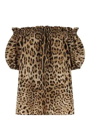 DOLCE & GABBANA DOLCE & GABBANA Animal Print Off-the-Shoulder Top