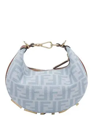 Fendi Mini Hobo Bag With Appliqué And Gold-tone Hardware - Blue