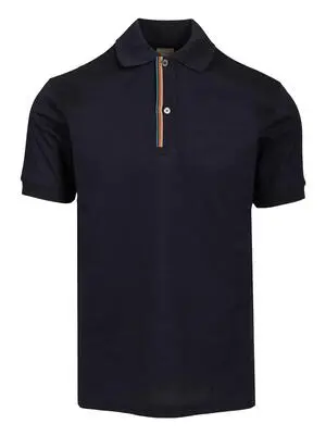 Paul Smith Polo Shirt With Striped Trim - Blue