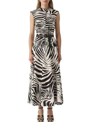 Max Mara Zebra Print Cotton Dress - White