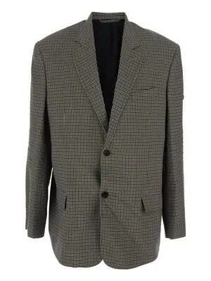 Balenciaga Checked Blazer With Logo Patch - Multicolor